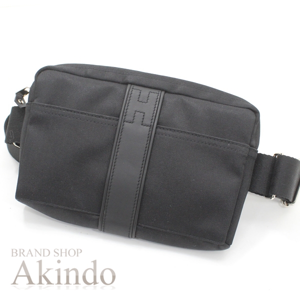 【新品・未使用】HERMES エルメス ボディバッグ アカプルコ ポシェット サンチュール 黒 ナイロンxレザー Hロゴ ブラック 軽量 メンズ レディース HERMES ブランド エレガント ファッションアイテム オシャレ 人気 プレゼント ギフト 便利