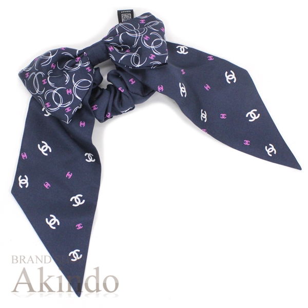 【新品】シャネル シュシュ シルク リボン ヘアアクセ ココマーク ネイビー CHANEL レディース バッグチャーム 腕輪 ファッションアイテム オシャレ 記念日 便利 ブランド 定番 人気 プレゼント ギフト