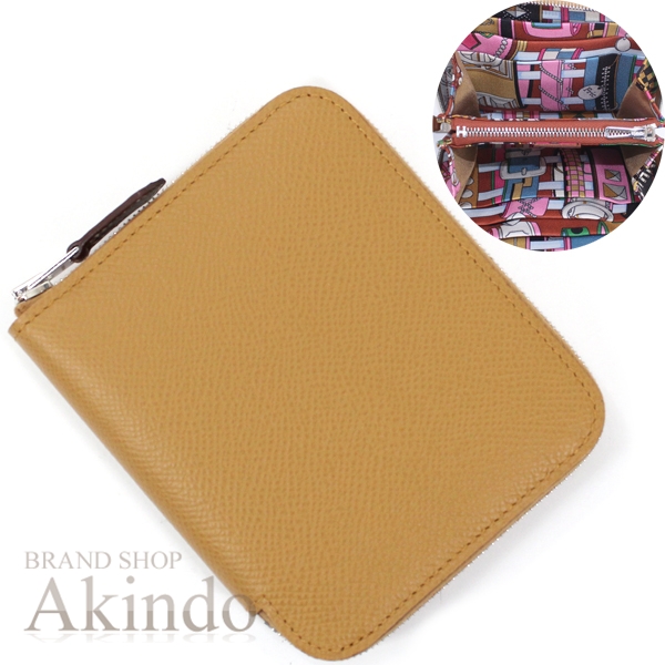 【新品】エルメス アザップコンパクト シルクイン セサミ ライトブラウン エプソン ケース 小銭入れ ラウンドファスナー ジップアラウンド レザー 本革 メンズ レディース HERMES プレゼント ギフト ブランド 人気 エレガント セレブ