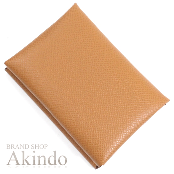 【新品】エルメス カードケース ケース 財布 カルヴィ デュオ 茶 ゴールド ブラウン エプソン 二つ折り財布 小銭入れ レザー HERMES メンズ レディース カードホルダー カード入れ 本革 2つ折り コンパクト 薄い 小さい スリム シンプル ブランド プレゼント