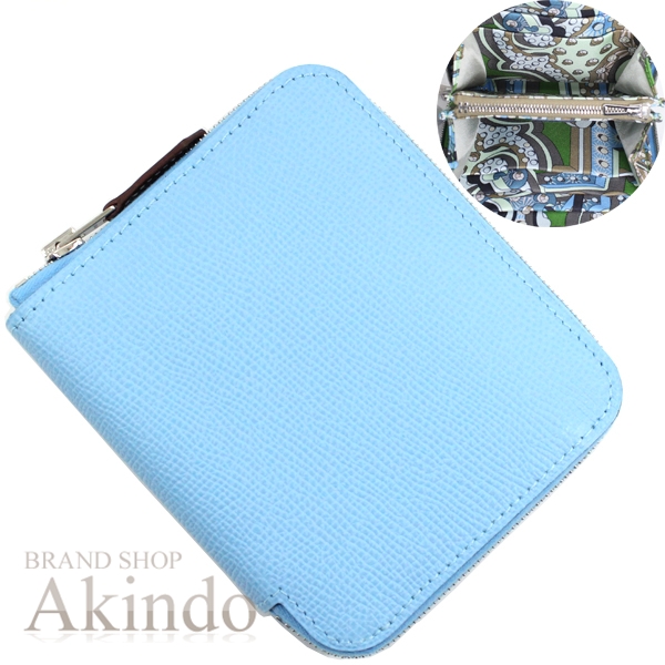 【新品】エルメス アザップコンパクト シルクイン セレスト ケース 小銭入れ ラウンドファスナー ジップアラウンド エプソン レザー 本革 メンズ レディース レザー HERMES プレゼント ギフト ブランド 人気 エレガント セレブ