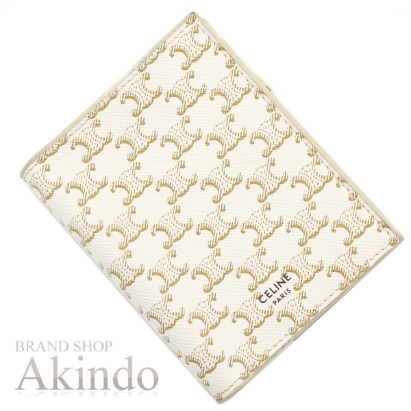 セリーヌ 財布 レディース 二つ折り財布 コンパクト ウォレット トリオンフ 白 CELINE ブランド プレゼント ギフト 便利 定番 人気