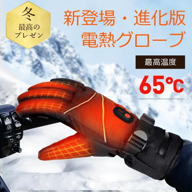 電熱グローブ ヒーターグローブ 電熱手袋 手袋ヒーター 手袋 3段階温度調整 スマホ対応 防水 防風 防寒 自転車 屋外作業