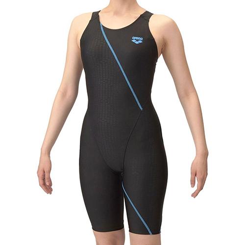 アリーナ ARENA アクアエクサ  フィットネスワンピーススパッツ 水着  オープンバック・ぴったりパッド レディ-ス AS5SWF02L-BKBL