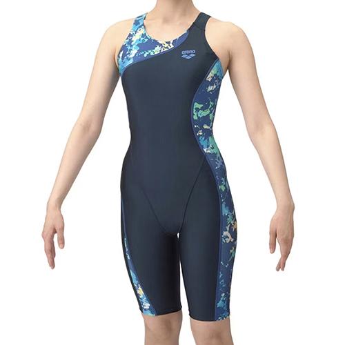 アリーナ ARENA アクアエクサ ワンピーススパッツ　フィットネス水着  オープンバック  ぴったりパッド　レディース　AS5SWF12L-NVBL