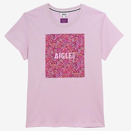 エーグル AIGLE リバティプリント クルーネックTシャツ（レディース）半袖 ZTFAV19-002