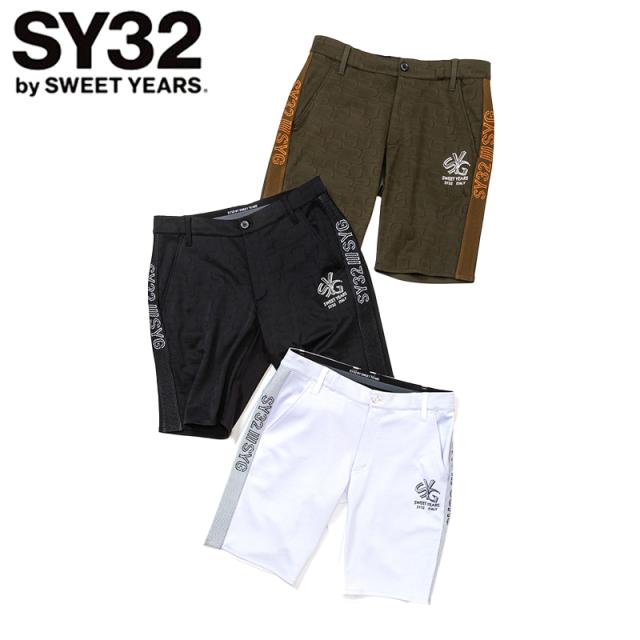 【特価／即納】2024春夏 SY32 GOLF メンズ SYG JQ INTERLOCK SIDE LINE SHORTS SYG-24S11 日本正規品 ハーフパンツ