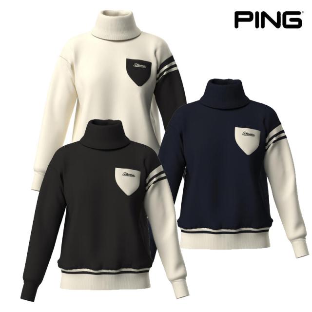 【即納】PING ピンゴルフ オフタートル バイカラーニット セーター レディース 622-5275001 日本正規品 25秋冬 セットアップ