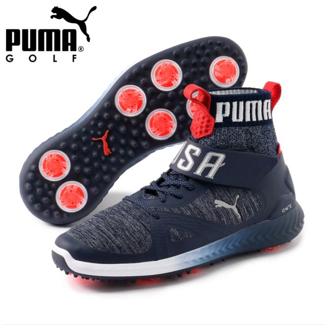 【大特価/即納】PUMA プーマゴルフ イグナイト パワーアダプト ハイトップ チーム USA ソフトスパイク ゴルフシューズ 191563_01 日本正規品