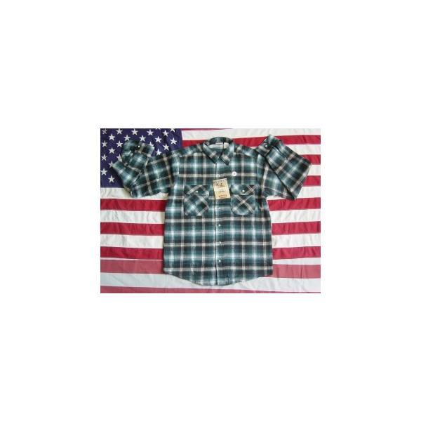 ファイブブラザー フランネルシャツ グリーン メンズカジュアル