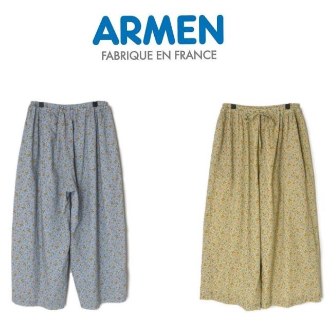 【SALE30%OFF】2025春夏新作 Armen アーメン COTTON FLOWER PRINT GATHERED EASY PANTS WITH LINING INAM2516FD レディース