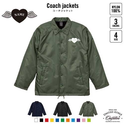 エンジェルハート/名入れボア裏地付きコーチジャケット 左胸ワンポイントミリタリー アメカジ ブラック ネイビー カーキ ストリート ブルゾン アウター