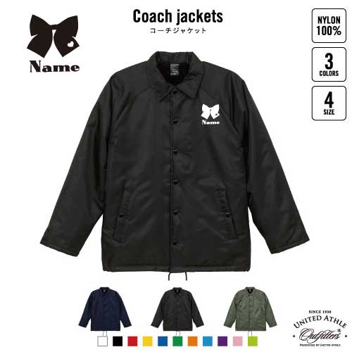 リボン/名入れボア裏地付きコーチジャケット 左胸ワンポイントミリタリー アメカジ ブラック ネイビー カーキ ストリート ブルゾン アウター ビッグリボン