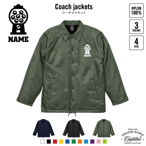 ゲームセンタースタッフ4 名入れボア裏地付きコーチジャケット 左胸ワンポイントミリタリー アメカジ ブラック ネイビー カーキ ストリート ブルゾン アウター ゲーセン　アミューズメント　がちゃ