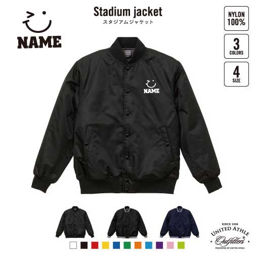 ウィンク/名入れスタジアムジャケット（中綿入） スタジャン スタジアムジャンパー 左胸ワンポイント野球 ベースボール スポカジ アメカジ ブラック ネイビー ストリート ブルゾン アウター