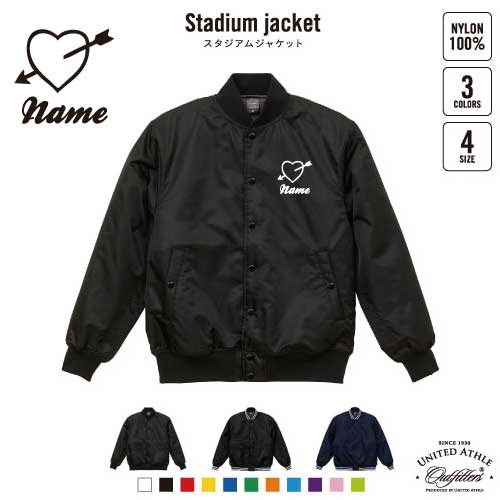 キューピット１/名入れスタジアムジャケット（中綿入） スタジャン スタジアムジャンパー 左胸ワンポイント野球 ベースボール スポカジ アメカジ ブラック ネイビー ストリート ブルゾン アウター
