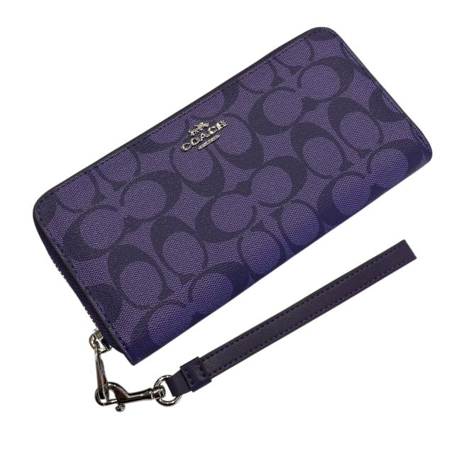 コーチ COACH 長財布 レディース  シグネチャー  ラウンドファスナー パープル系 C4452 ブランド アウトレット 店頭展示品 感謝セール