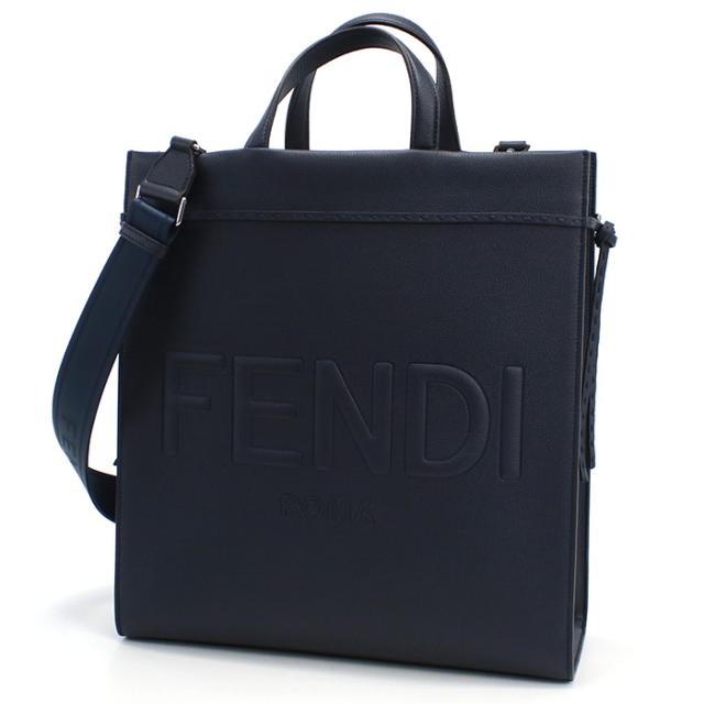 フェンディ FENDI トートバッグ ブランド　ショッパー ミディアム　ショルダー付7VA583　AMAC　F082Qネイビー系