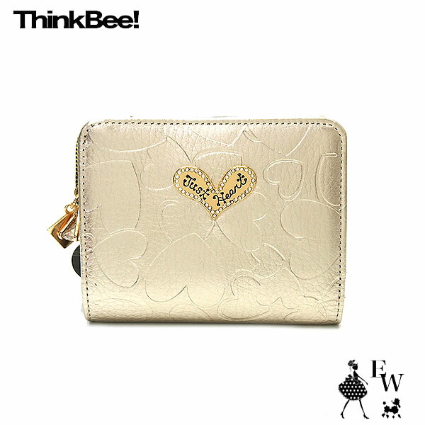 シンクビー 財布 Think Bee ハーティハート 二つ折財布 ゴールド A003848 エクセルワールド 誕生日 ギフト プレゼントにも 母の日 レディース ブランド 財布 TP10 mk