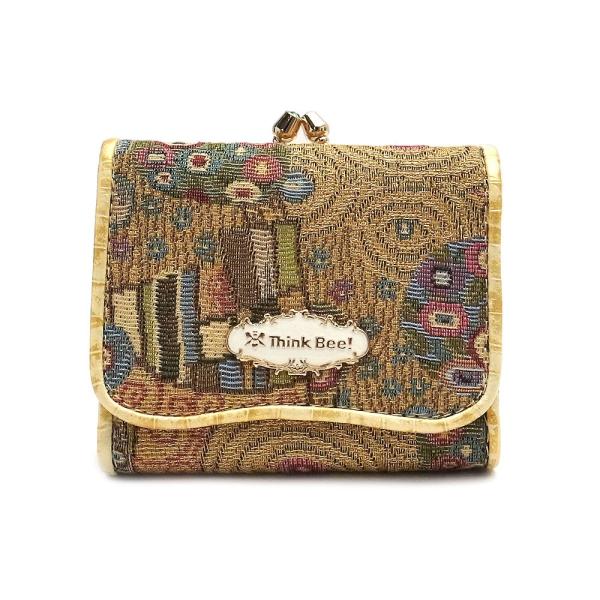 シンクビー 財布 ゴールデンクリムト コンパクト 三つ折り財布 A000550 Think Bee がま口 ゴールド ウォレット ブランド ok