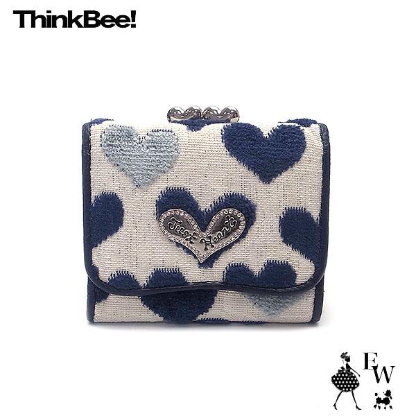 シンクビー 財布 ミニ財布 コンパクト パンチ 三つ折り財布 A003264 Think Bee がま口 ブルー ウォレット ブランド プレゼントにも　mk