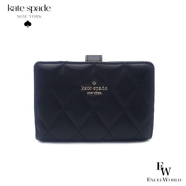 ケイトスペード 財布  kate spade アウトレット 二つ折り財布 ミニ財布 KG424 001 キルティング調 ブラック レディース ブランド　mk