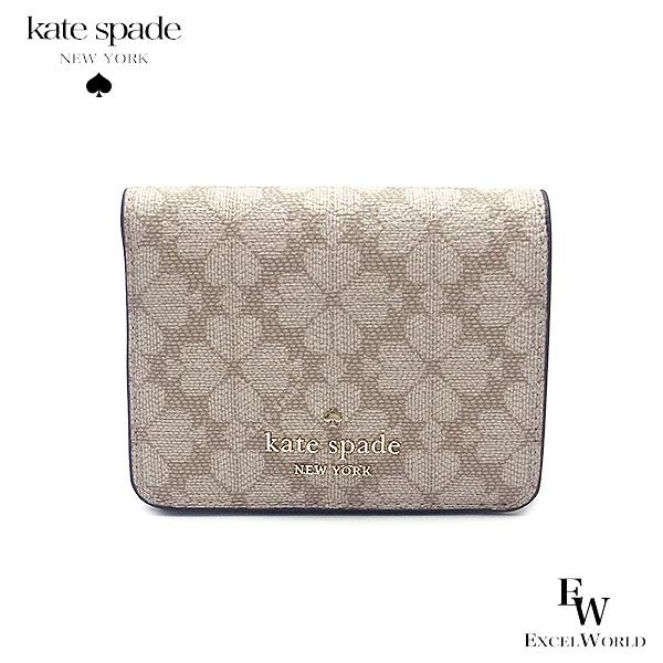 ケイトスペード 財布 KATESPADE アウトレット 人気の小さい財布 二つ折り財布 KG493 250 クローバー柄 PVC ダークベージュ エクセルワールド　mk