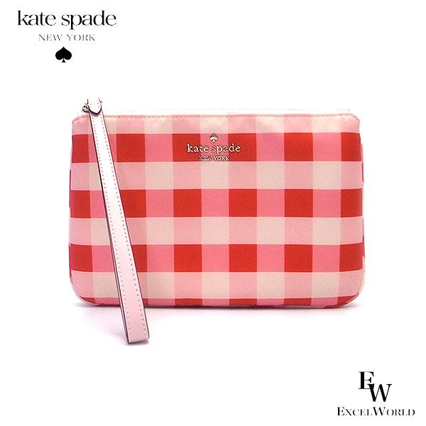 ケイトスペード ポーチ kate spade アウトレット ラージ リストレット 小物入れ KG604 650 ギンガム チェック プリント ピンクマルチ  レディース ブランド mk