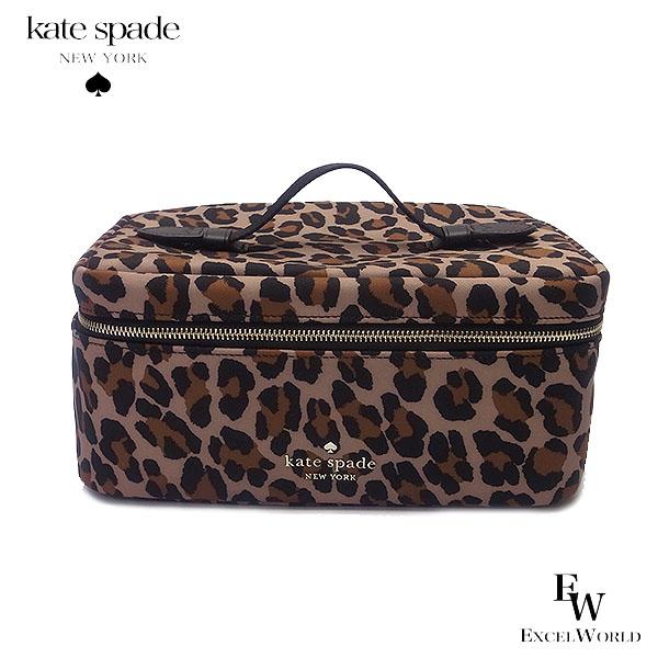 ケイトスペード ポーチ kate spade アウトレット 化粧ポーチ 小物入れ KH751 200 レオパード プリント ブラウンマルチ  レディース ブランド プレゼントにも mk