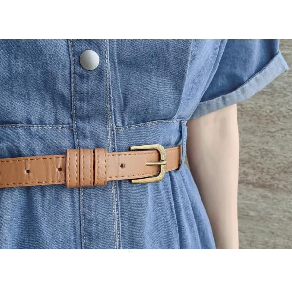 ワンピース デニム シャツ 夏 半袖 Aライン 前開き クローバー株式会社