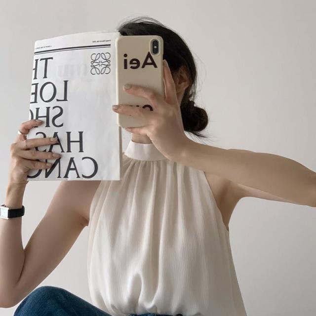 春新作 レディース ノースリーブ 無地 ホルターネック ブラウス 春秋冬 オフィス フォーマル 大人可愛い 韓国ファッション