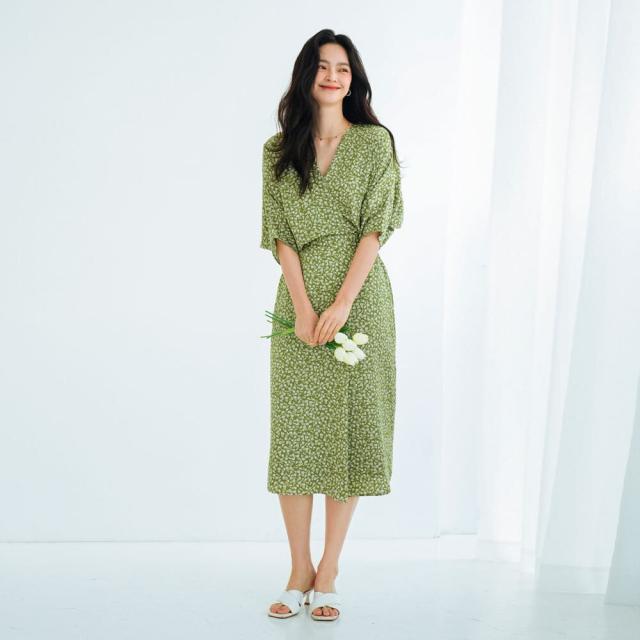 春夏新作 レディース ワンピース マタニティ 大きいサイズ 春秋 膝下丈 フレア Aライン 半袖五分袖 韓国ワンピース 花柄 大人可愛い