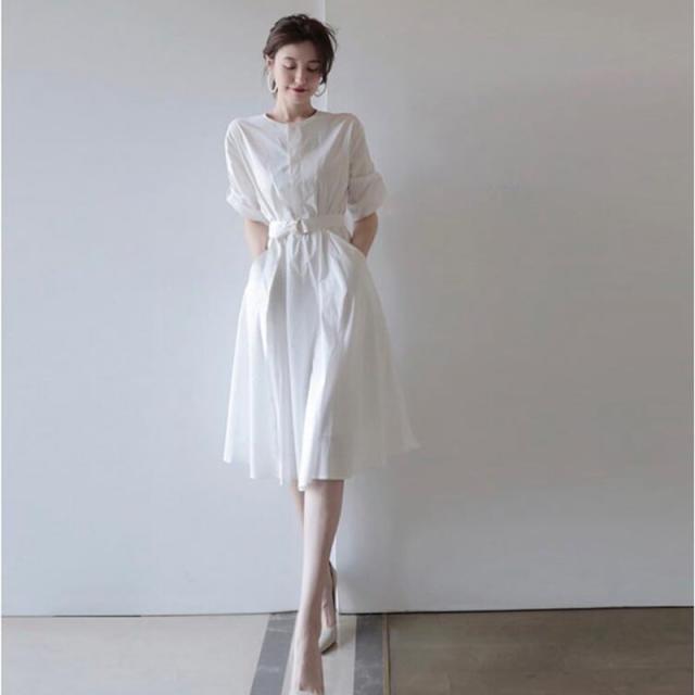 春新作春夏秋兼用大人おしゃれレディース大きいサイズ七分袖Aラインワンピース膝下丈フレア韓国風きれいめデイリースタイル通勤オフィスカジュアル