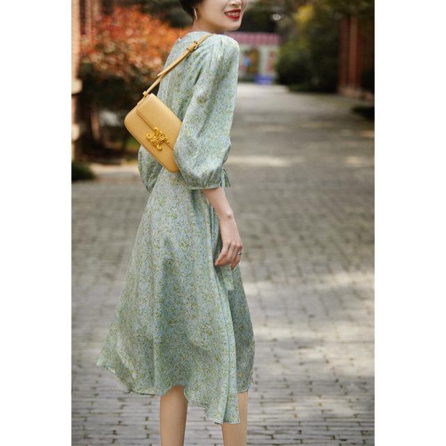 春夏秋マタニティ大きいサイズニットワンピース レディース通勤オフィスカジュアル膝丈七分袖フレアシルエットきれいめ韓国風大人スタイル