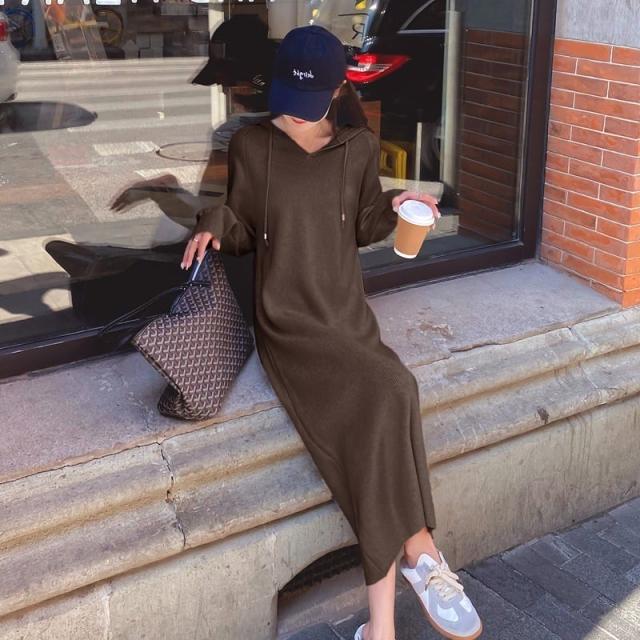 ワンピース 春 秋 冬 ロング 無地 ロングワンピース レディース ロング丈 長袖 ニットワンピース 韓国ワンピース 20代 30代 シンプル 大人可 1