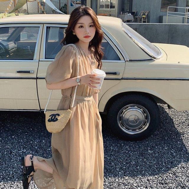 春新作 ワンピース 春 夏 ロング マタニティ 無地 ロングワンピース レディース ロング丈 半袖 韓国ワンピース ドレス 黒 ブラック ブラウン カ