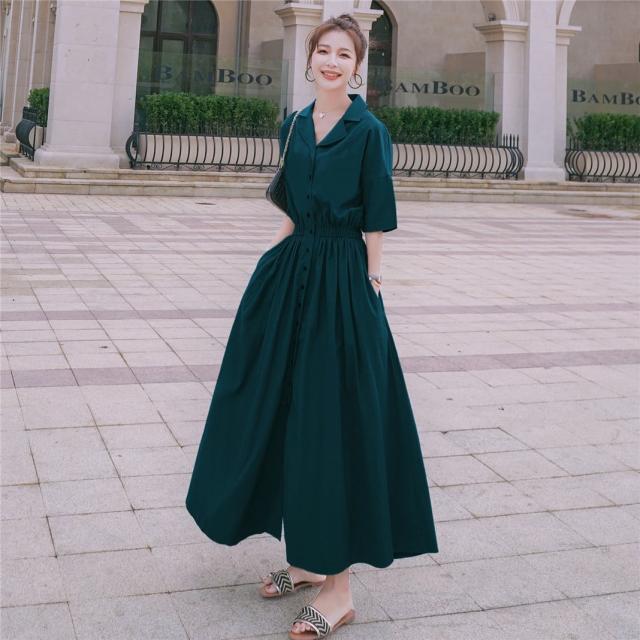 春新作 ワンピース 春 夏 ロング マタニティ 無地 ロングワンピース レディース シャツワンピース ロング丈 韓国ワンピース 半袖 ドレス 春秋 レ