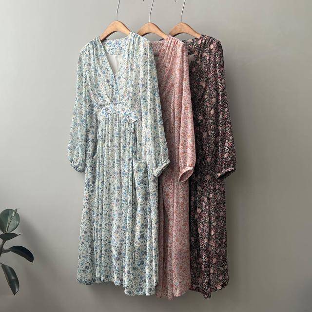 春新作 ワンピース 春 夏 ロング マタニティ 花柄 ロングワンピース レディース シャツワンピース ロングtシャツワンピース ロング丈 長袖 韓国ワ 3