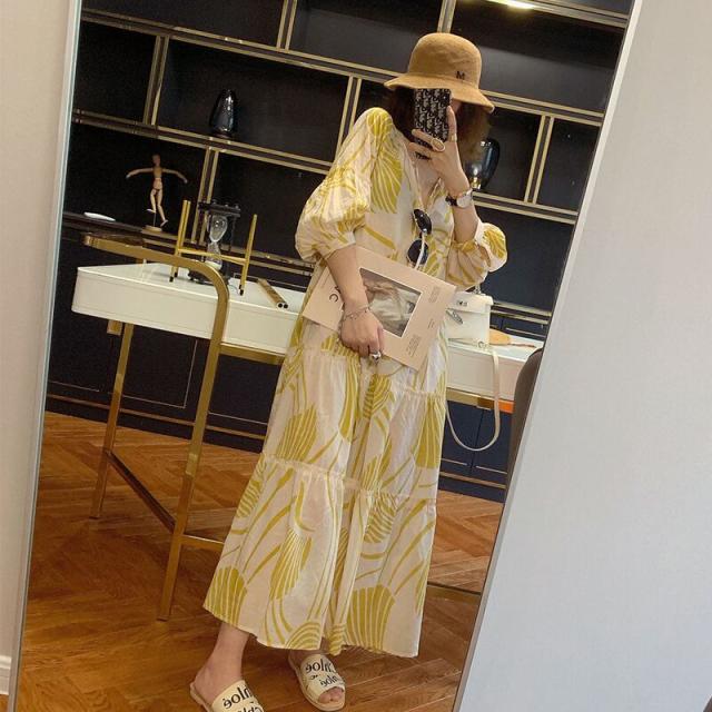 ワンピース 春 ワンピース 夏 ワンピース ロング ワンピース ボタニカル ロング ワンピース 大きいサイズ ロング丈 長袖 韓国 ワンピース 長袖