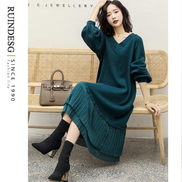 秋新作 ワンピース 秋 ワンピース 冬 ワンピース ロング ワンピース ロング ワンピース レディース ロング丈 長袖 ニット ワンピース 韓国 ワン 2