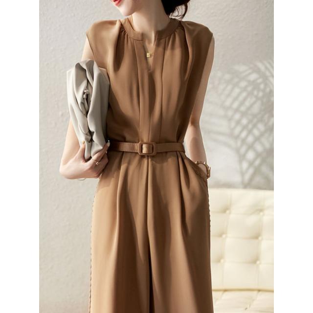 オールインワン ロンパース レディース オールインワンサロペット レディースオールインワン オールインワン ノースリーブ ハイウェスト ワイドパンツ