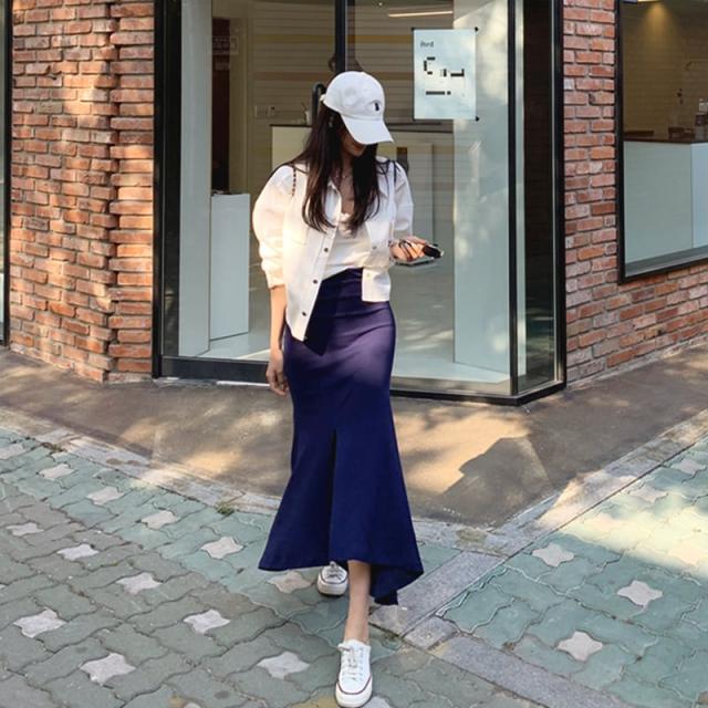 スカート マーメイドスカート ロング フィッシュテールスカート タイトスカート ロングスカート スウェット コットン カジュアル こなれ女子 大人カジ