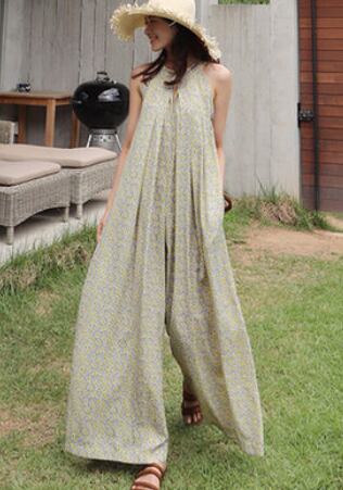 花柄オールインワンパンツ パンツ オールインワン ワイドパンツ l ラウンドネック 大人可愛い 大人 上品 おしゃれ 柄 花柄 小花柄 フラワー 春