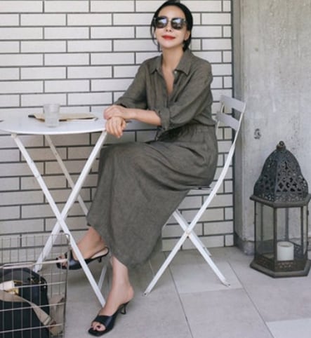 長袖者シャツワンピース ワンピース シャツ ロング丈 l 長袖 襟付き スリム タイト 細身 サイドスリット 麻 大人可愛い きれいめ シンプル 大人