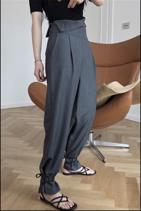 ハイウエスト ボトムス パンツ l  ロング ロング丈 シンプル カジュアル 大人 上品 お洒落 かっこいい こなれ感 ラフ ルーズ 無地 春 夏 秋