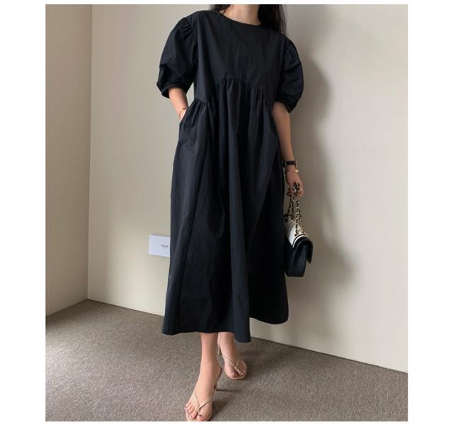 ワンピース ロング 7分袖 l かわいい 大人可愛い きれいめ カジュアル おしゃれ お洒落 かっこいい 大人女子 こなれ感 ラフ 無地 春 夏 秋