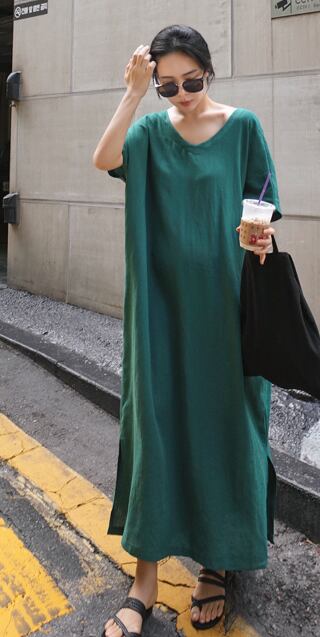 ワンピース ロング 半袖 l 大人可愛い きれいめ 大人 おしゃれ かっこいい 大人女子 こなれ感 ラフ 無地 春 夏 秋 冬 10代 20代 30代