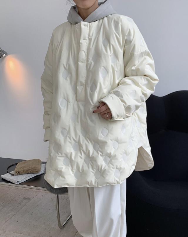 あったか プルオーバー シャツ ダウンジャケット l 冬 韓国デザイン プルオーバー ジャケット おしゃれ レディース ホワイト ネイビー   サイズ