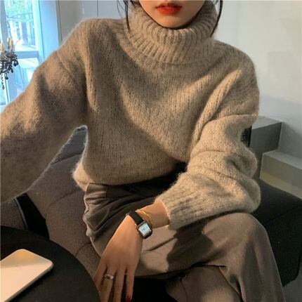 タートルネックニット トップス セーター 袖あり l 萌袖 タートルネック もこもこ モコモコ ふわふわ かわいい 大人可愛い きれいめ シンプル カ