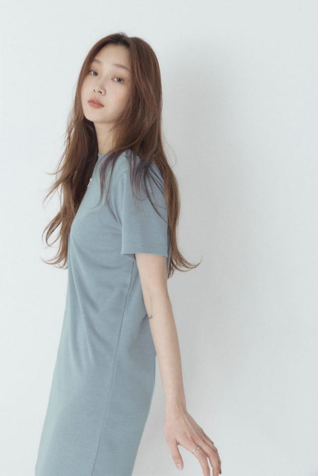 ワンピース Tシャツ 膝丈 l 膝上 膝下 袖あり 半袖 ラウンドネック ストレート 伸縮性 薄手 かわいい シンプル カジュアル 大人可愛い こなれ